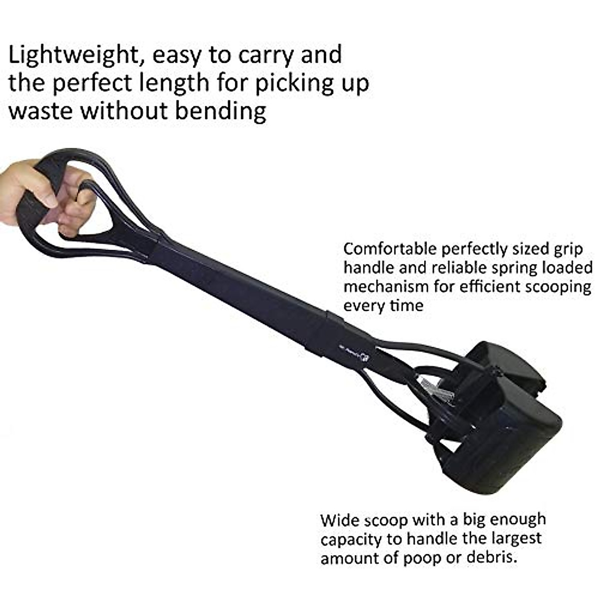 Mr. Peanut's 32" Tall Profile Pooper Scooper, Heavy Duty ABS Frame & Bin, Durable Double Spring Clamp, Lightweight Design, Simple One Step Assembly