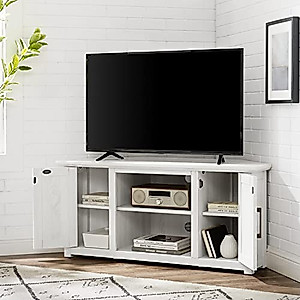 Crosley Furniture Camden TV Stand for 50+ inch TVs, Entertainment Center with Adjustable Storage Shelves, Whitewash