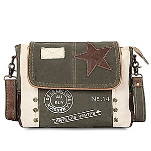 Crossbody bag for women and men leather upcycled canvas shoulder bag tote boho handbag by KPL