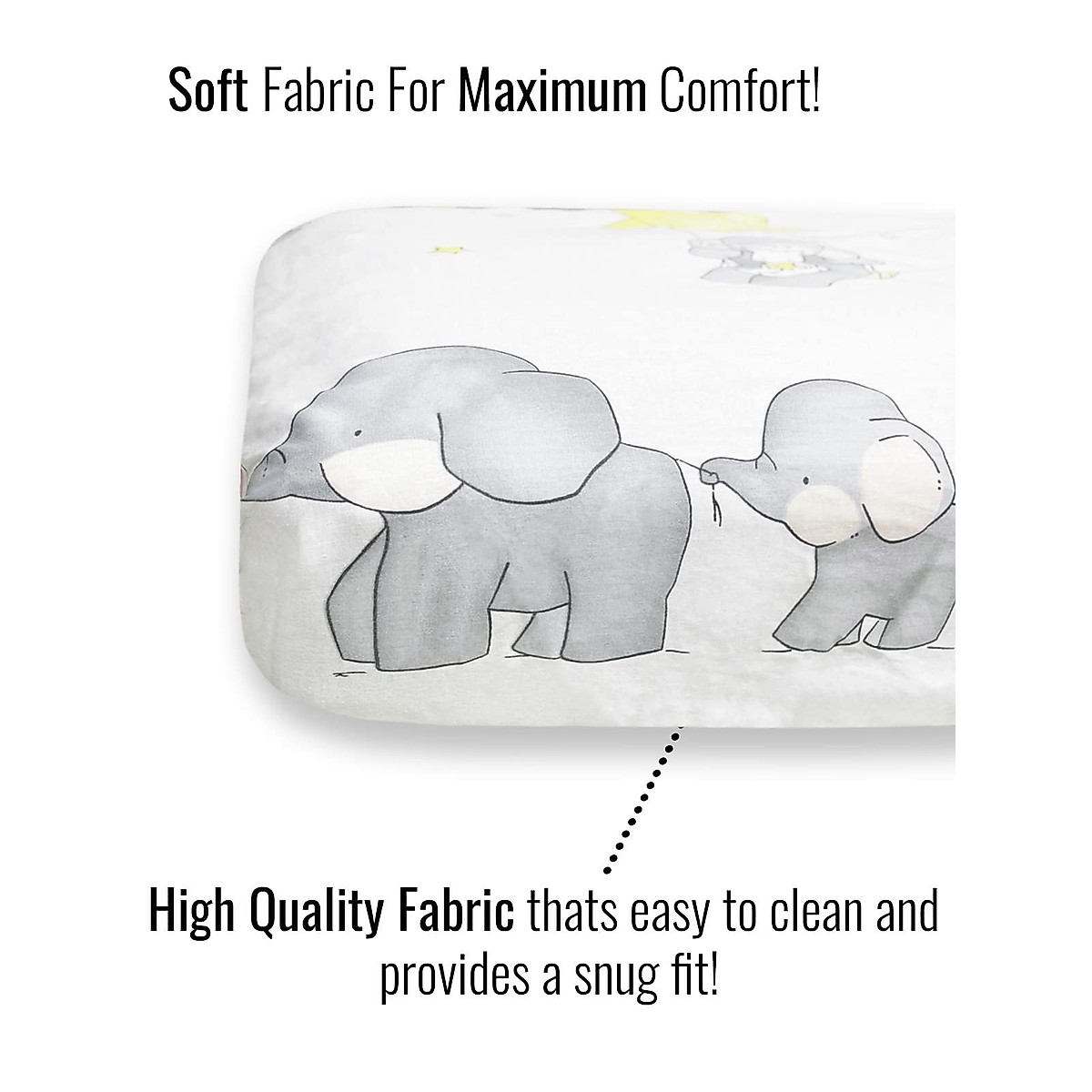 Delbree 100% Cotton Fitted Crib Sheet for Boys or Girls, Soft Baby Sheet, Standard and Toddler Mattress Cover, Elephant Stars, 28x52in, 52x28