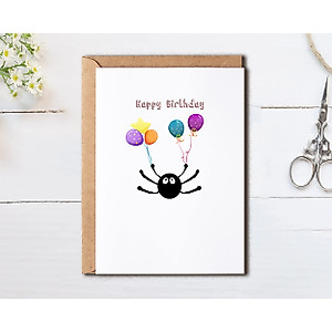 Happy Birthday Card - Studio Ghibli Soot Ball Birthday Card Spirited Away Totoro Japanese Anime Friend Hand Drawn Kiki - Spider Birthday Card, 5 x 7 inches