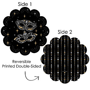 Big Dot of Happiness Masquerade - Venetian Mask Party Round Table Decorations - Paper Chargers - Place Setting for 12