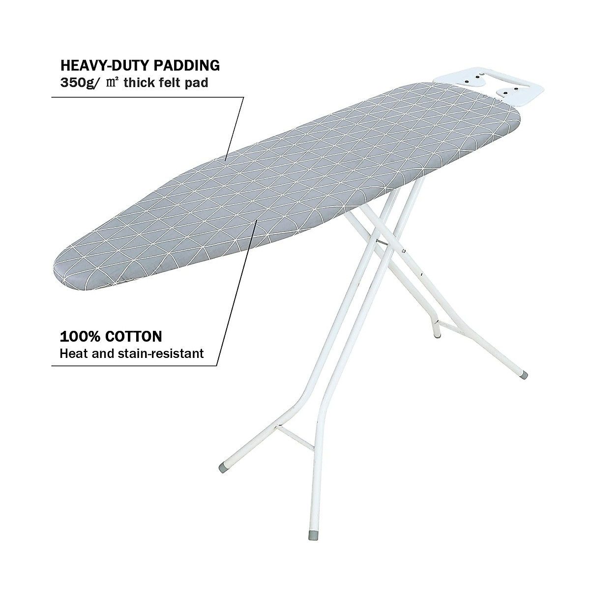Ironing Board Cover and Pad Standard Size 15 x 54,3 Pairs of Hook and Loop Fastener Straps,Elastic Edges,Cotton Iron Board Cover with Scorch Resistant Thick Padding (Pattern G)