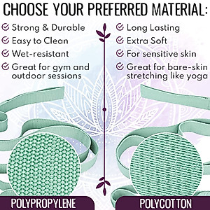 [NEW 2023] TECEUM Stretching Strap for Yoga & Physical Therapy – 10 Loops – Choice of materials & colors – Non-elastic Leg Stretch Out Straps for Stretching, Exercising, Pilates, Post-injury