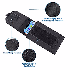 Heyqie Black Tactical Molle Cellphone Pouch Case,Heavy Duty Waterproof Phone Holster Bag for iPhone 11 12 13 Pro Max Samsung S22 S21 S20 FE Note 20 A13 A12 A02S Less 6.7" Phone with US Flag Patch