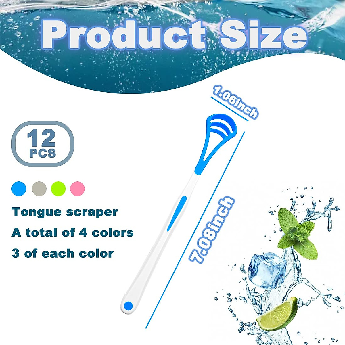 ELANE 12 Pcs Plastic Tongue Scraper for Adults,Tongue Scraper for Kids Tongue Brush for Healthy Oral Care