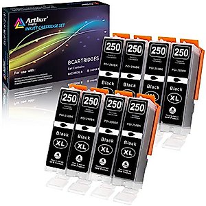Arthur Imaging 250XL Pigment Black Compatible Ink Cartridge Replacement for Canon PGI-250XL PGI 250 XL PGBK to use with PIXMA MX922 MX722 MG5420 MG5520 MG5620 MG6320 MG6620 iP8720 (Black, 8-pk)