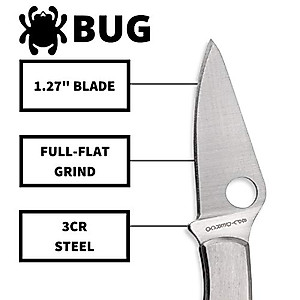 Spyderco Bug Non-Locking Knife with 1.27" 3CR Steel Blade and Durable Stainless Steel Handle - PlainEdge - C133P