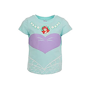 Disney Princess Little Girls 5 Pack Graphic T-Shirts Blue/Pink/Yellow 7-8