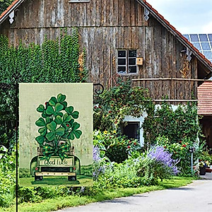 St Patricks Day Garden Flag Good Shamrock Luck Truck Vertical Burlap Double Sided Flag 12.5 x 18 Inch St Patricks Day Yard Outdoor Decorations