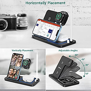 Wireless Charging Station for Apple Multiple Devices - 4 in 1 Charger Station Stand Dock for Apple Watch Series 7 6 SE 5 4 3 2 & Airpods Apple Pencil iPhone 13 12 11 Pro X XR 8 iwatch with Adapter