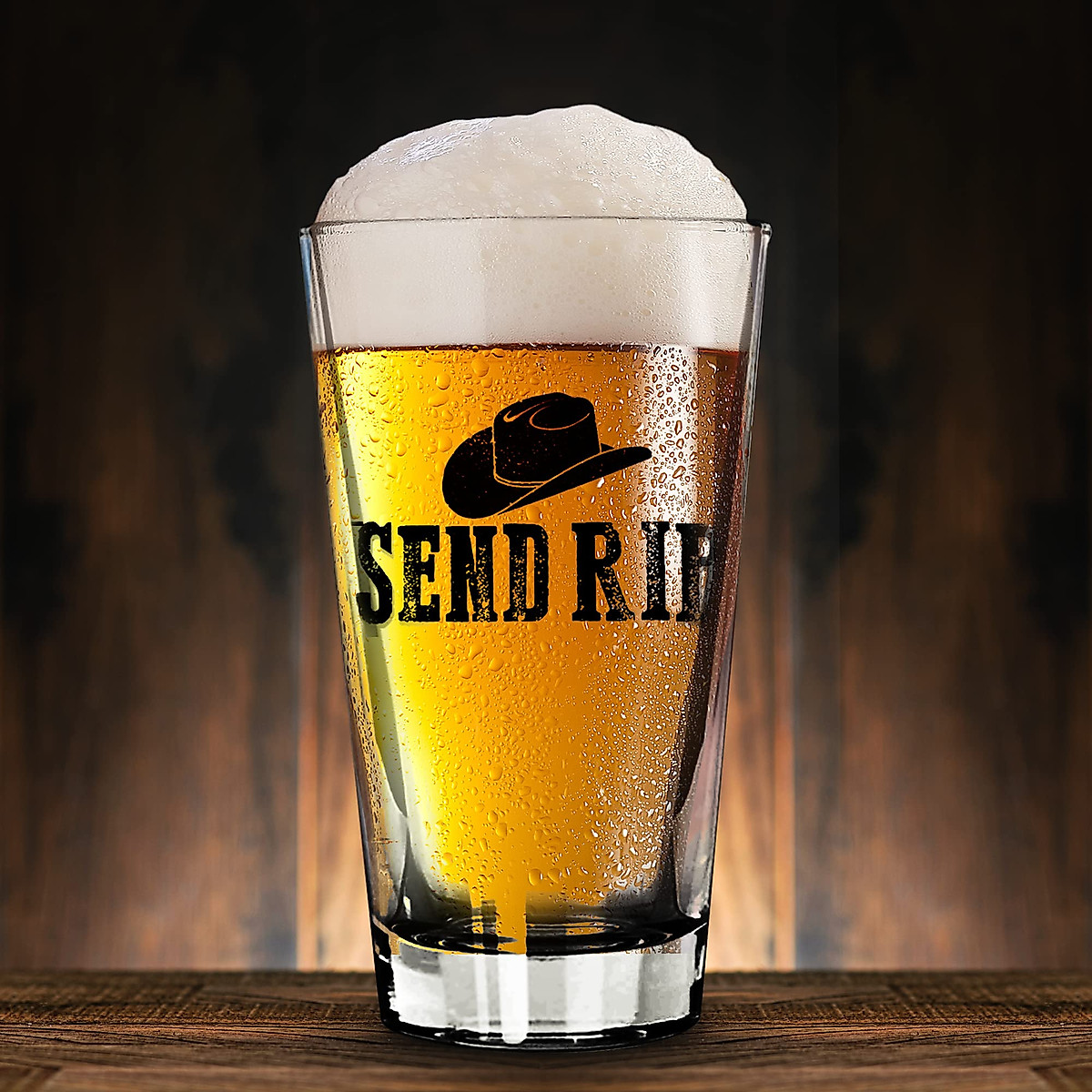 Toasted Tales - Send RIP - RIP Whiskey Glasses | Yellow Stone Lovers | Old Fashioned Wine Glass | Cowboy Hat Glasses | Gift for Him | Unique Beer Lover Whiskey Glasses (11 oz)