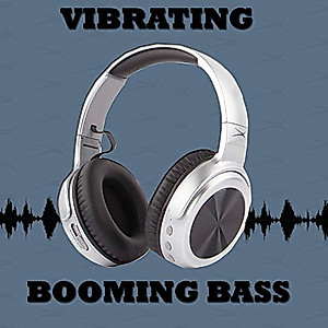 Altec Lansing MZX701- Gry Rumble Bass Boosted Over Ear Bluetooth Headphones with Omnidirectional Vibration, 10 Hour Battery Life and Voice Assistant Integration, Dynamic Bass, Grey