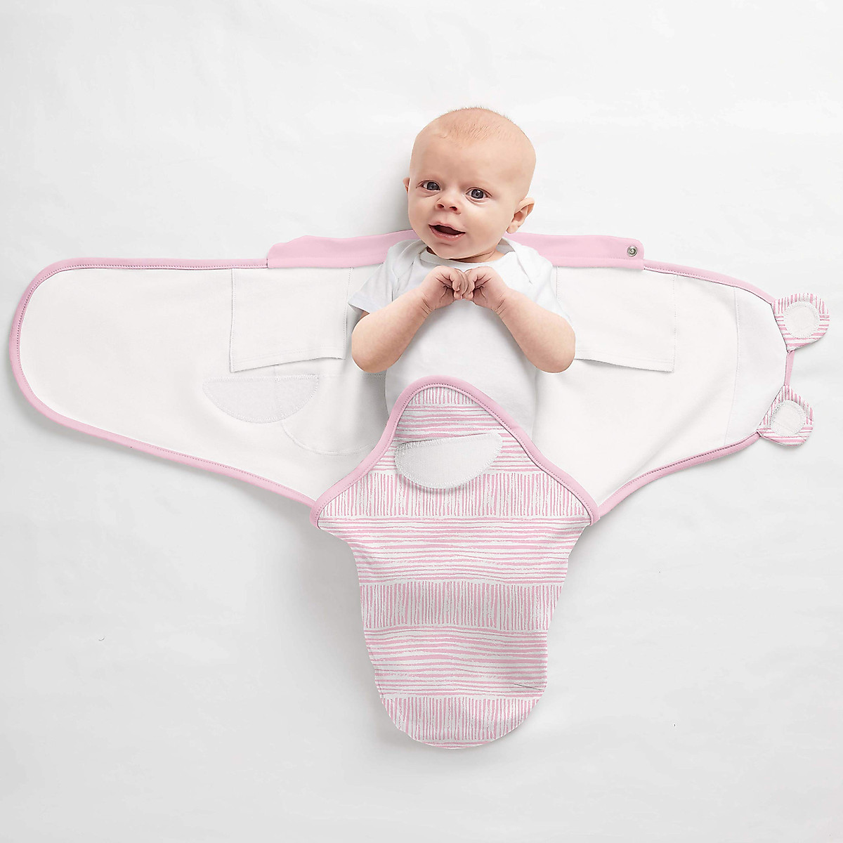 SwaddleMe Natural Position 2-in-1 Swaddle with Easy Change Zipper - Size Small/Medium, 0-3 Months, 1-Pack (Sugar Stripes )