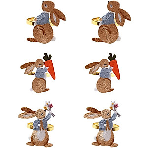 JENPECH Easter Napkin Rings Set of 6, Bunny Napkin Rings Easter Table Decoration, Used for Family Table Decoration Party Table Decoration Setting Decor 2