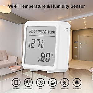 Smart WiFi Temperature and Humidity Sensor Indoor Hygrometer Thermometer with LCD Display Support Alexa Google Assistant