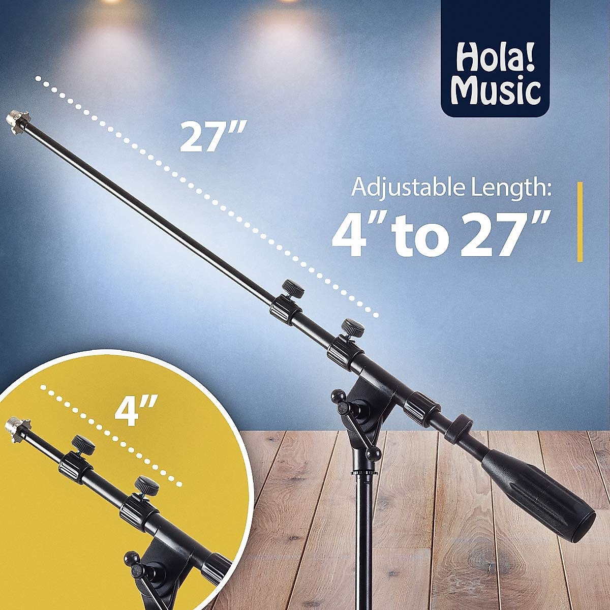 Hola! Music Mic Stand w/Adjustable Height for Home, Studio, Office or Stage Use – Weighted Base