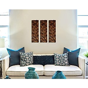 Sound Diffuser, Acoustic Panel, Living Room Decor, 3d Art, Set of 3 Wooden Mosaics