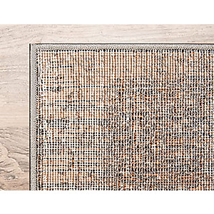 Unique Loom Rosso Collection Traditional, Vintage, Medallion, Border, Distressed, Southwestern Area Rug, 8 ft x 10 ft, Gray/Ivory