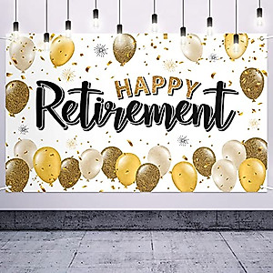 LASKYER Happy Retirement Gold Large Banner - Cheers to Retirement Home Wall Photoprop Backdrop,Farewell Goodbye Party Decorations.