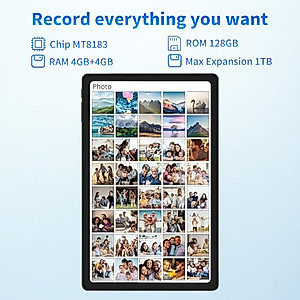 aigo 10.6 Inch Big Android Tablet 2K Tablet 8GB(4+4) + 128GB, Octa-Core Android 13 Gaming Tablet, 6000mAh Long Batterie, GPS, Dual WiFi - A16