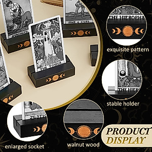 12 Pcs Wood Card Holders Moon Phase Card Display Wood Sign Holders Table Number Holder Stands Name Card Holder for Wedding Party Events Decoration