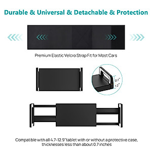 Abemala Headrest Tablet Holder, iPad Holder for Car Back Seat, Car Holder Mount for Tablet, iPhone, Fire HD and All 4.7"-12.9" Devices, Toddler Travel Essential, 360° Rotatable iPad Headrest Mount