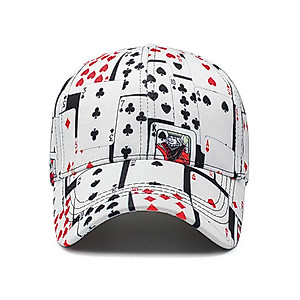 WISHLOL Poker Game Playing Card Adjustable Cotton Baseball Hat Cap Visor Unisex Hip Hop Hat, 1, Medium