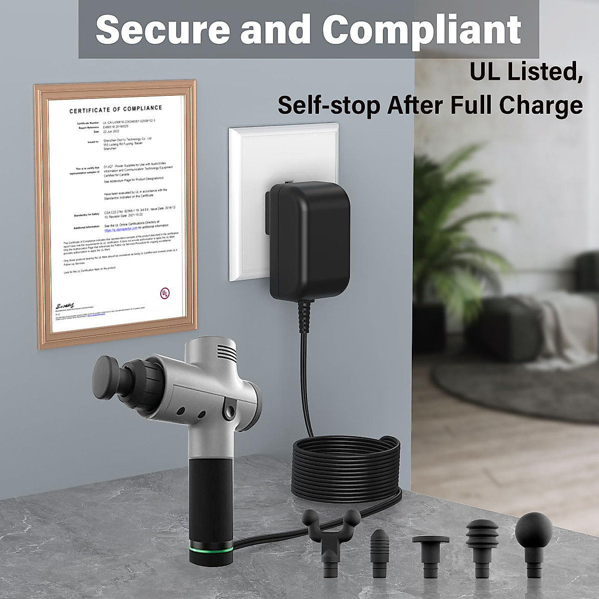 Fit for Hypervolt Massage Gun 53000-001-00 HPI5300000100#53000 001-00 Charger Power Cord with UL Fit for Hyperice 4200003800 SK03T12600100W2 Ac Dc Adapter Replacement