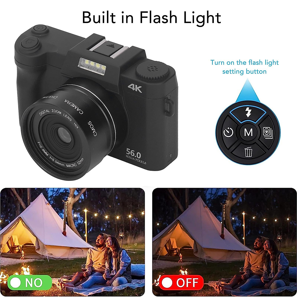 4K Digital Camera for Kids Video 16X 56M Digital Zoom, Compact Point and Shoot Camera, Portable Small Camera for Teens Students Boys Girls Seniors, WiFi, Gifts