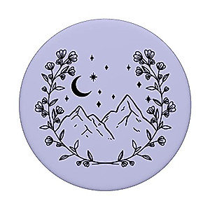 Purple-Lavender - Boho Chic Floral Moon Mountain PopSockets Swappable PopGrip