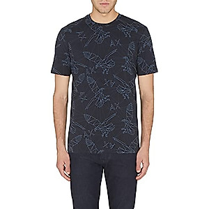 A|X ARMANI EXCHANGE Men's Cotton Jersey Short Sleeve Regular Fit T-Shirt, Navy Allover Eagle, X-Large