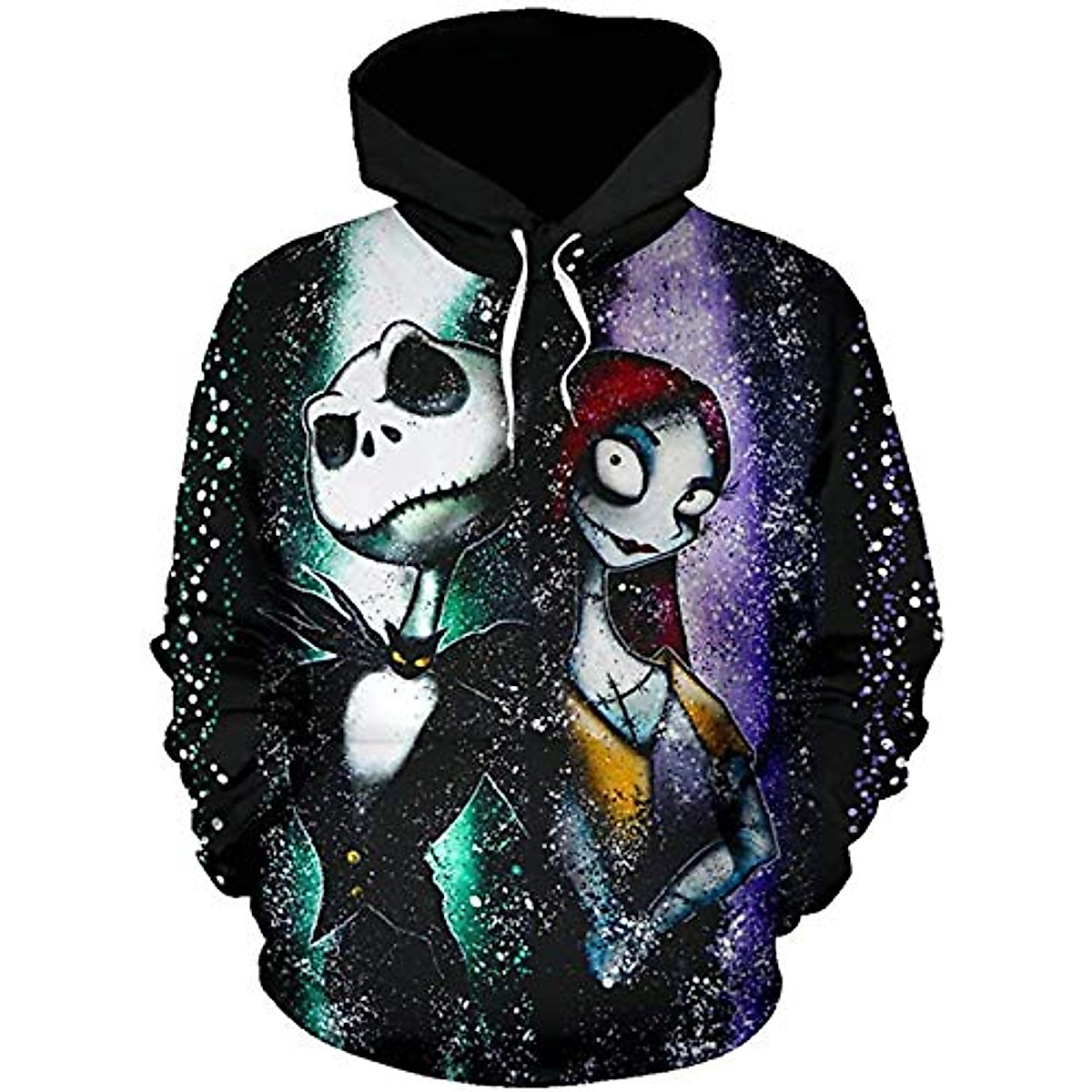 mlsjdger Unisex Nightmare Before Christmas Jack & Sally Novelty Hoodie 3D Print Sweatshirts Hoodie