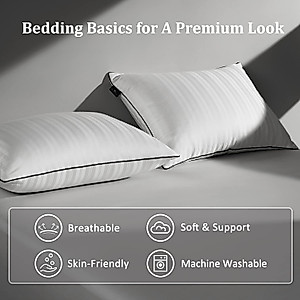 downluxe Goose Down Pillows - Hotel Collection Feather Pillows for Back, Stomach or Side Sleepers, Down Pillows King Size Set of 2 (20"x36")