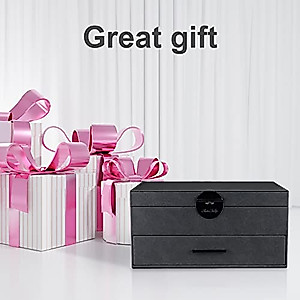 BareTulip Jewelry Organizer Mens Jewelry Box with 2 layers storage Watch Sunglass necklace Ring Bracelet Large Jewelry Box for Women Grey