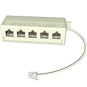 Goupchn Five Way Telephone Splitter RJ11 6P4C Male to 5 Female Outlet Ports Sockets Phone Line Splitter Adapter for Telephone, Landline, Fax Ivory