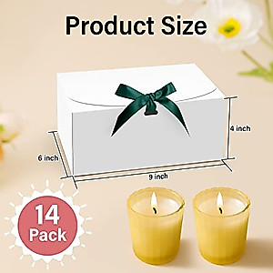 ZSZMFH 14 PCs Gift Boxes with Lids, 9" x 6" x 4" White Gift Boxes with Ribbon, Bridesmaid Proposal Box, Kraft Paper Gift Box for Wedding, Packaging, Present, Birthday, Cupcake Boxes, Crafting