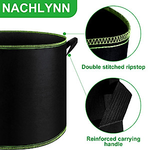 NACHLYNN 5-Pack 10 Gallon Grow Bags with Handles Thickened Nonwoven Fabric Pots Heavy Duty Aeration Fabric Pots Plant or Fruits Flowers Plant