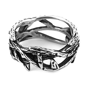 HZMAN Men's Women's Branch Shape Fashion Look Stainless Steel Lucky Ring (Silver, 11)