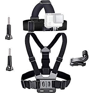 VVHOOY Action Camera Accessories Head Strap Mount Chest Harness Compatible with AKASO EK7000 Brave 4 Brave 7 LE V50X Native/GoPro Hero 12 11 10 9 8 7 6 5/VEMONT/Dragon Touch/HLS/Apexcam/REMALI