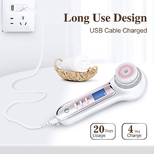 Facial Cleansing Brush Rechargeable,Blackhead Remover Vacuum Tool,IPX7 Waterproof 3 in 1 Face Scrubber for Exfoliating, Massaging and Deep Pore Cleansing