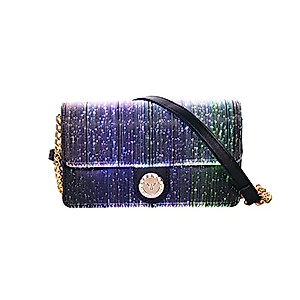 lumisonata Small Quilted Crossbody Bags for Women Handbags LED Shoulder Bag Mini Designer Trendy Purses Leather Black Evening Bag Light Up Clutch Wallet Glitter with Metal Chain Strap