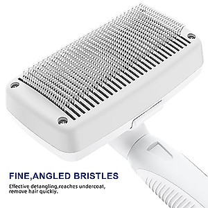 Crala Self-Cleaning Slicker Brush for Dogs & Cats, Grooming Combs for Short & Long-Haired Dogs, Cats, Rabbits & More - Gently Removes Loose Undercoat, Mats and Tangled Hair