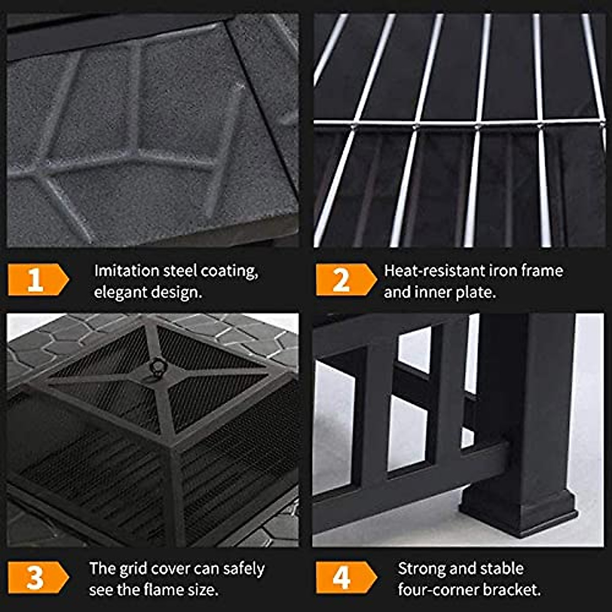 LEAYAN Garden Fire Pit Grill Bowl Grill Barbecue Rack Fire Pit Outdoor fire Pit, Home Garden Decoration fire Pit, Villa Wood-Burning Barbecue fire Pit Table, 31 inches