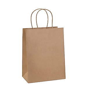 Paper Bags 8x4.75x10.5 100Pcs BagDream Gift Bags, Shopping Bags, Kraft Bags, Retail Bags, Party Bags, Brown Paper Bags with Handles Bulk