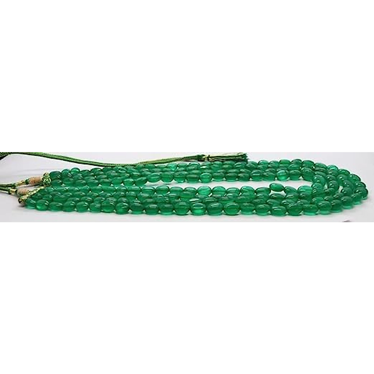 Z.A Gems Natural Green Jade Oval Shape Beads 4 Strands - 8X10 mm Round Beads - Natural Gemstone Beads for Jewelry Making Strand 24 Inch.