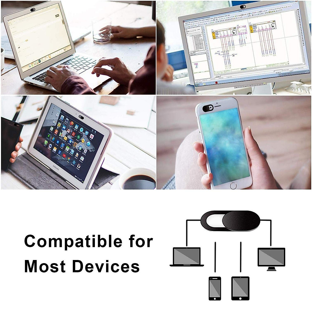 Privacy Camera Cover Security Blocker Webcam Closure for Moto Z3, Black Compatible with Motorola Moto Z3