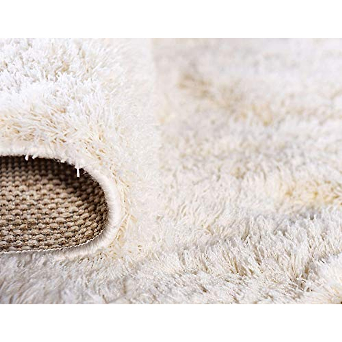 Unique Loom Shag Collection Modern Soft & Plush Textures with Floral Vine Design Area Rug, 5 ft x 8 ft, Ivory