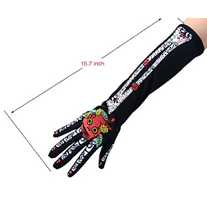 DreamLily Day of the dead Headpiece Red Rose skull Flower Crown Costume NC24 (Headband golves and earrings)