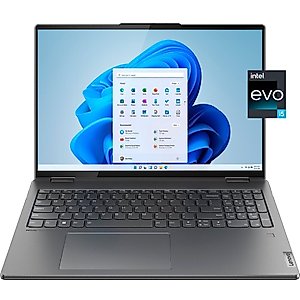 Lenovo Yoga 7i 16" WUXGA 2 in 1 Touch-Screen Laptop, Intel Core i5-1335U Processor, 8GB Memory 1TB SSD, Intel Iris Xe Graphics, Backlit KB, Fingerprint, WiFi 6E, Win11, Storm Grey, W/GaLiMu